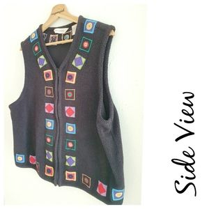 Vintage | Jackets & Coats | Vintage Geometric Embroidery Pattern Vest ...